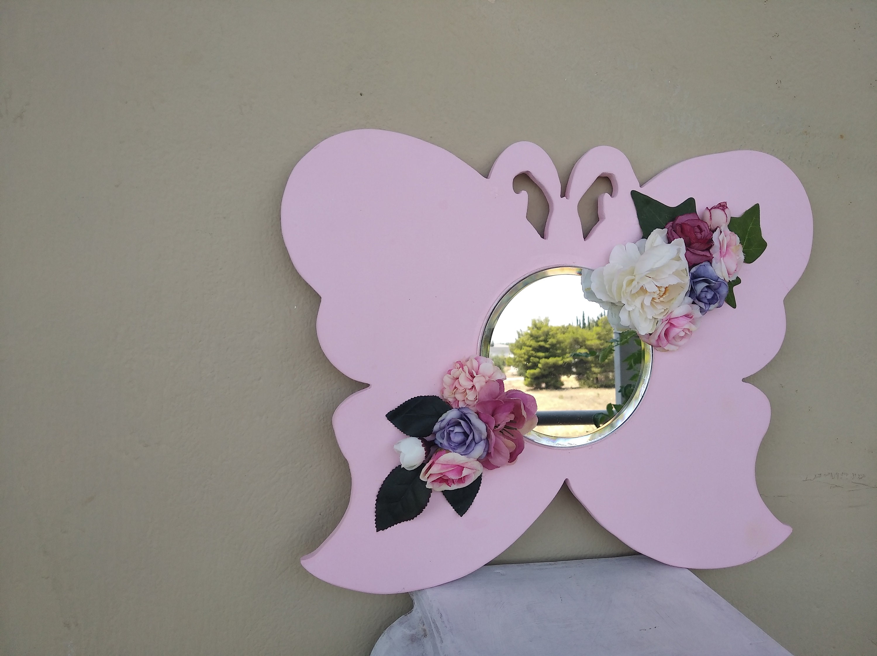 Wall Haging Flower Butterfly Mirror Decoration Nursery Flower - Etsy