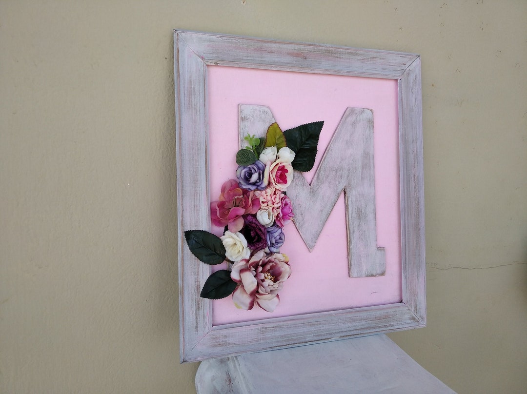 Personalized Framed Floral Monogram Letter, Framed Flower Letter Wall ...