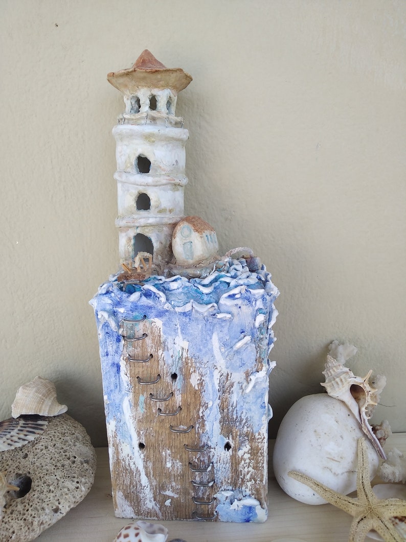 Lighthouse Artwork Clay Sculpture Sea Side Decor Clay Art - Etsy France