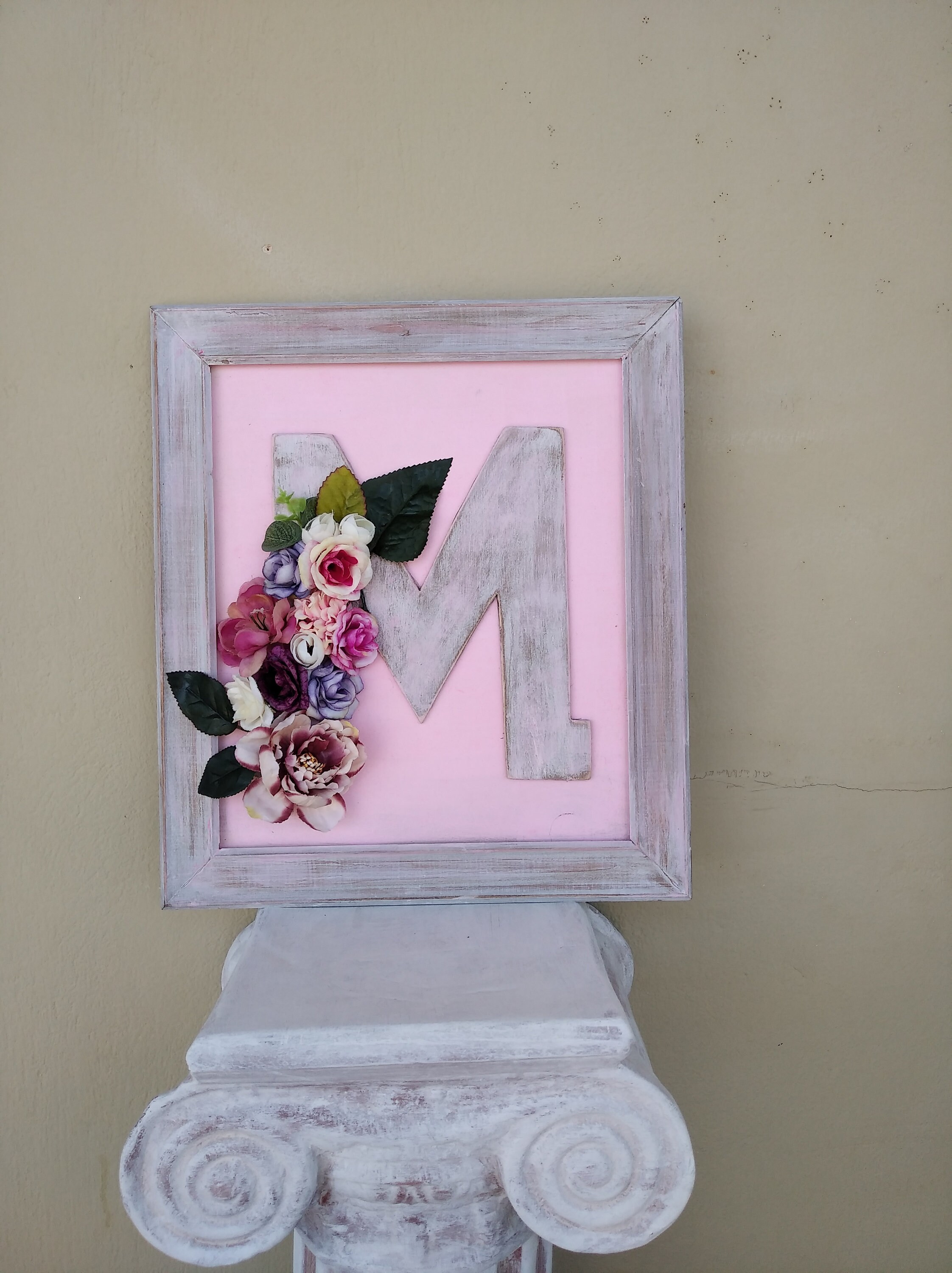 Personalized Framed Floral Monogram Letter, Framed Flower Letter Wall ...