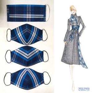 TARTAN Bulkhead Check Cotton Mask Ethnic Clan Plaid Check Face Mask ...