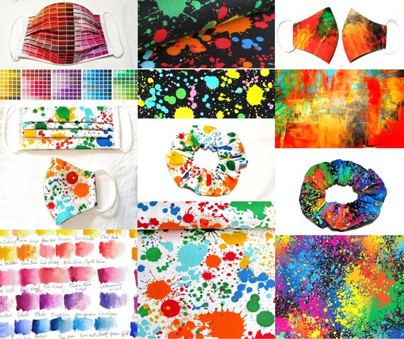 Artist Painter Color Blobs Face Mask Hair Gum Abstract Art | Etsy