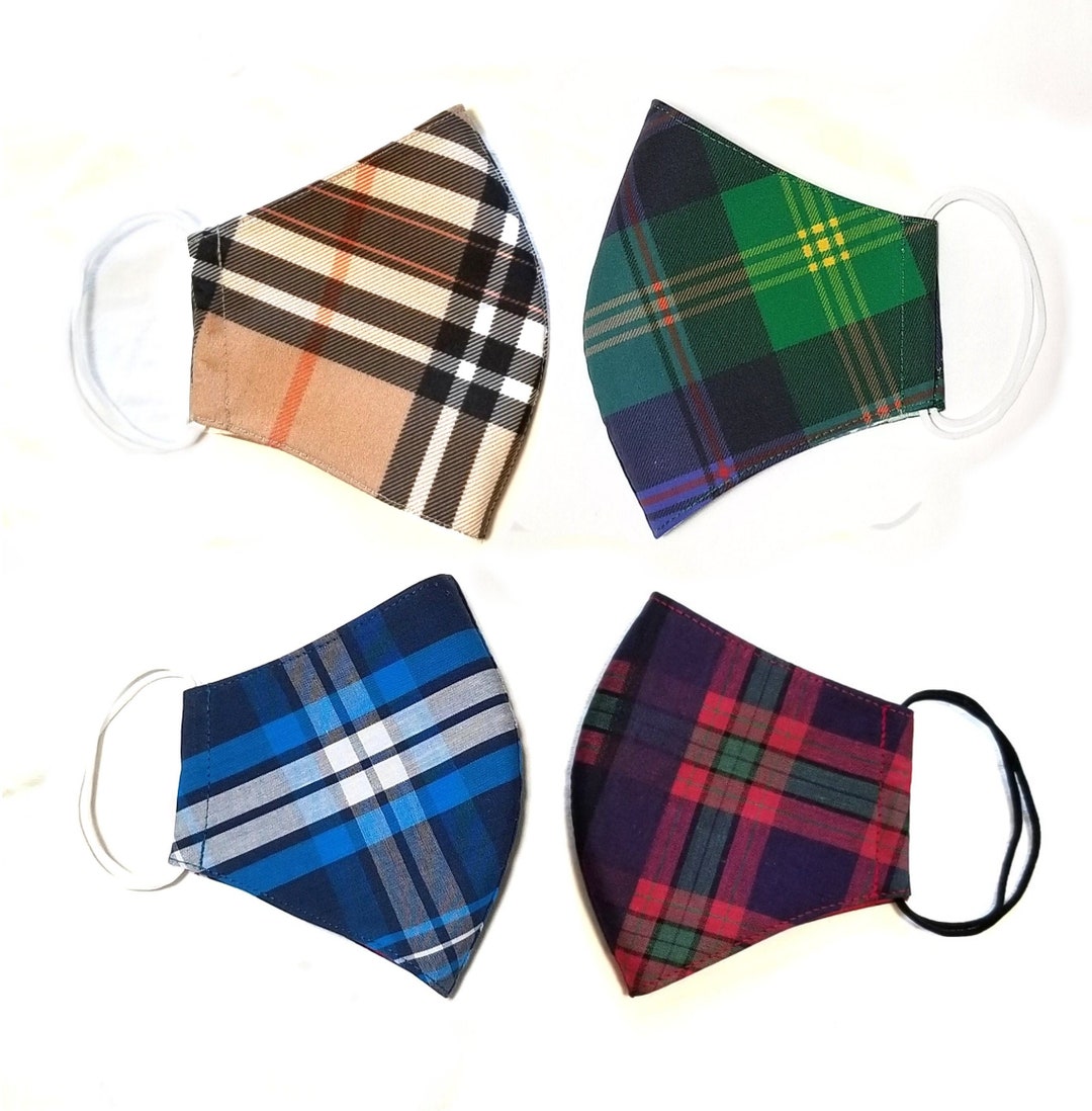 TARTAN Bulkhead Check Cotton Mask Ethnic Clan Plaid Check Face Mask ...
