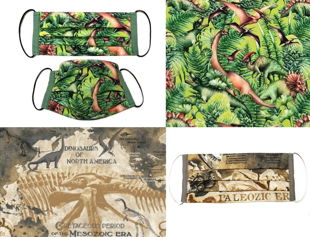 Dinosaur Fossils Paleontology Prehistoric Jungle Science Face Mask Era ...