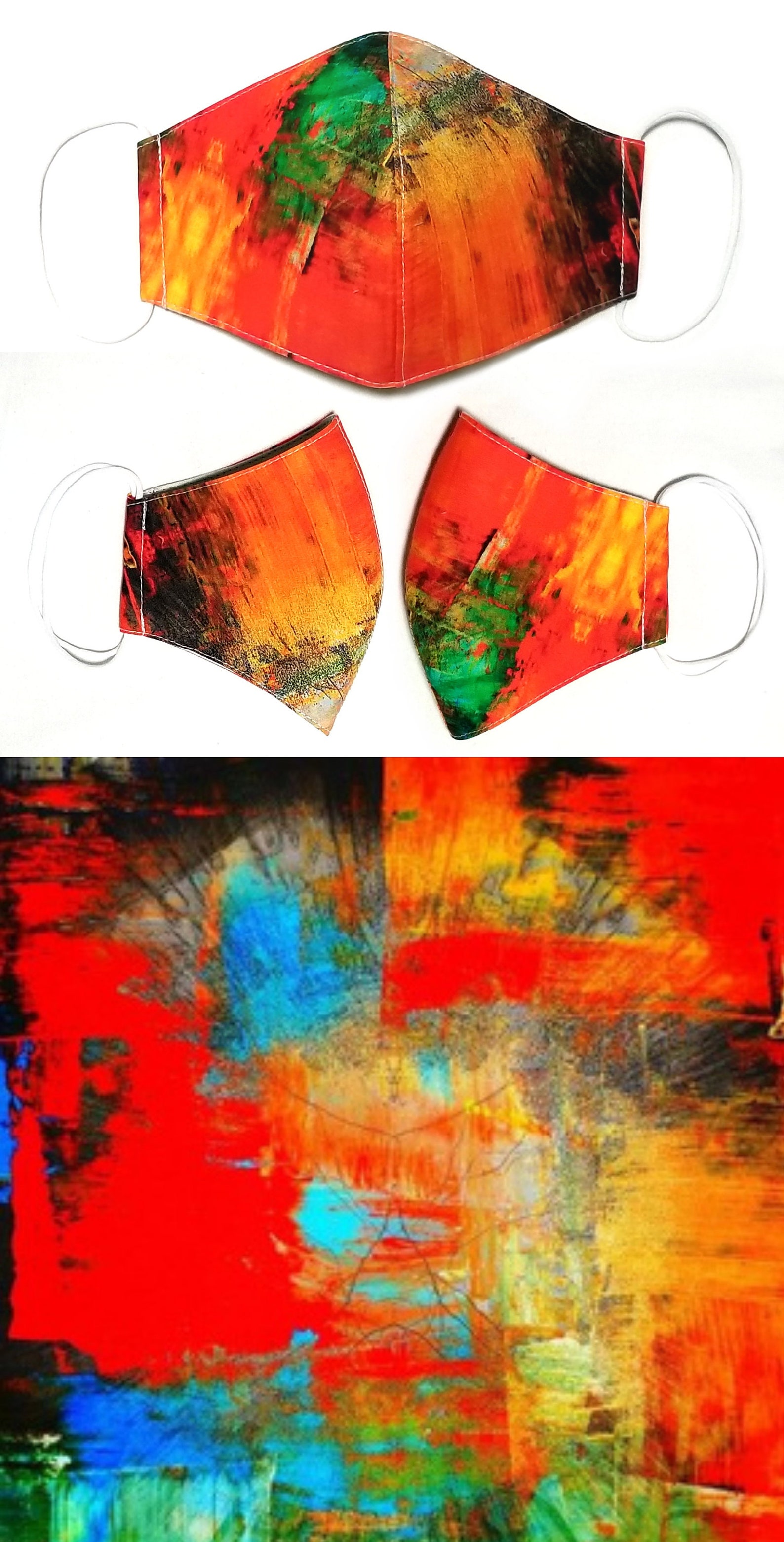 Artist Painter Color Blobs Face Mask Hair Gum Abstract Art | Etsy