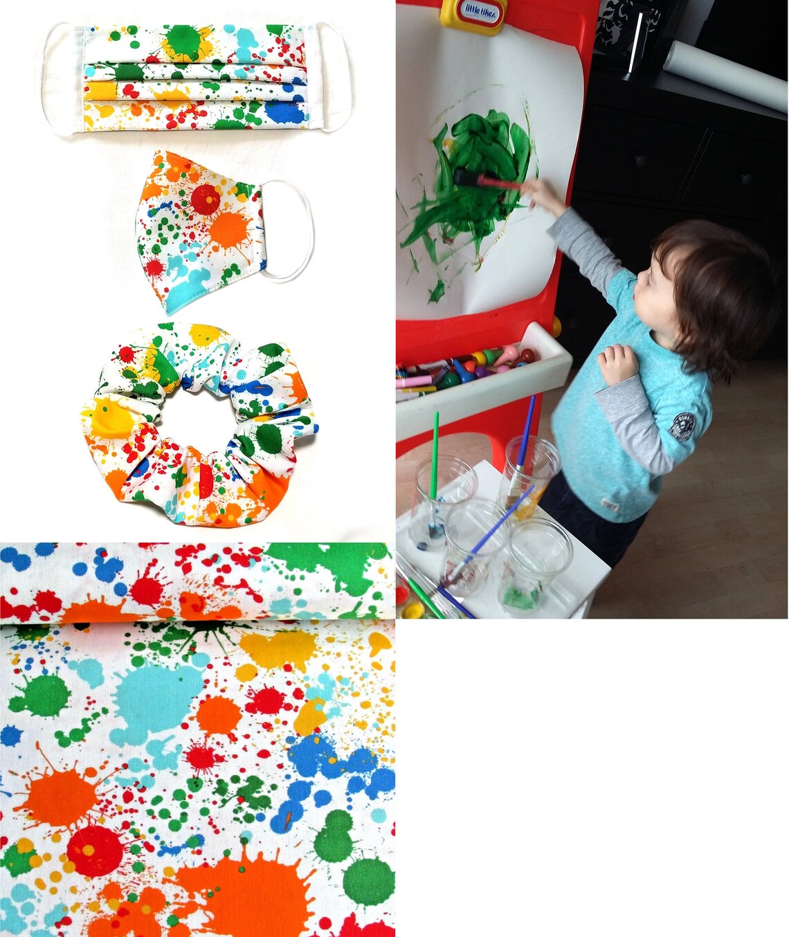 Artist Painter Color Blobs Face Mask Hair Gum Abstract Art | Etsy