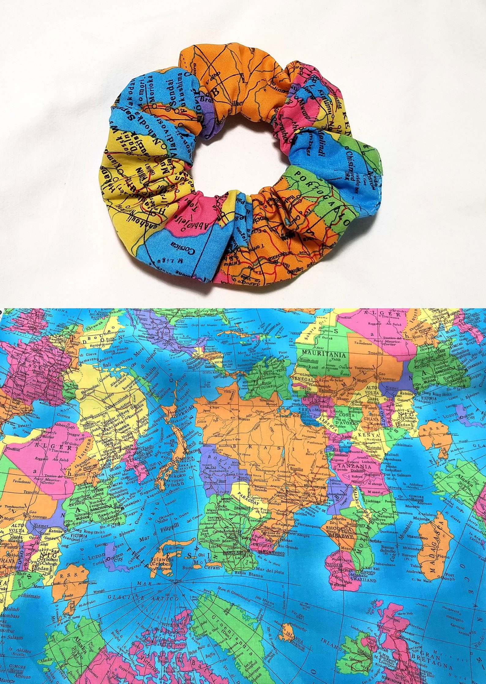 World Atlas Hair Rubber Map Colorful Geography World Tour - Etsy