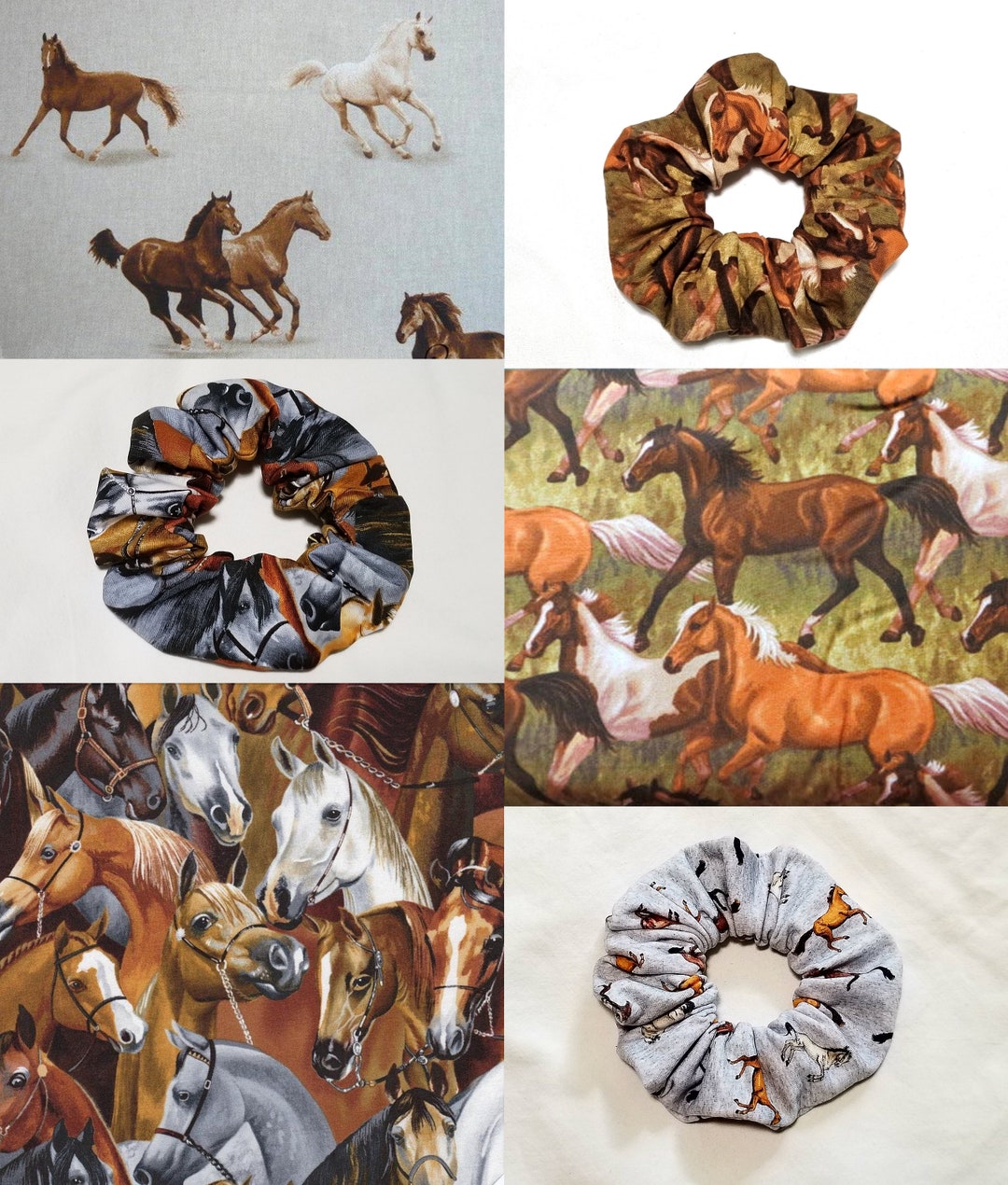 Horse Hair Tie Horse Prairie Scrunchie Patchwork Brown Beige Black ...