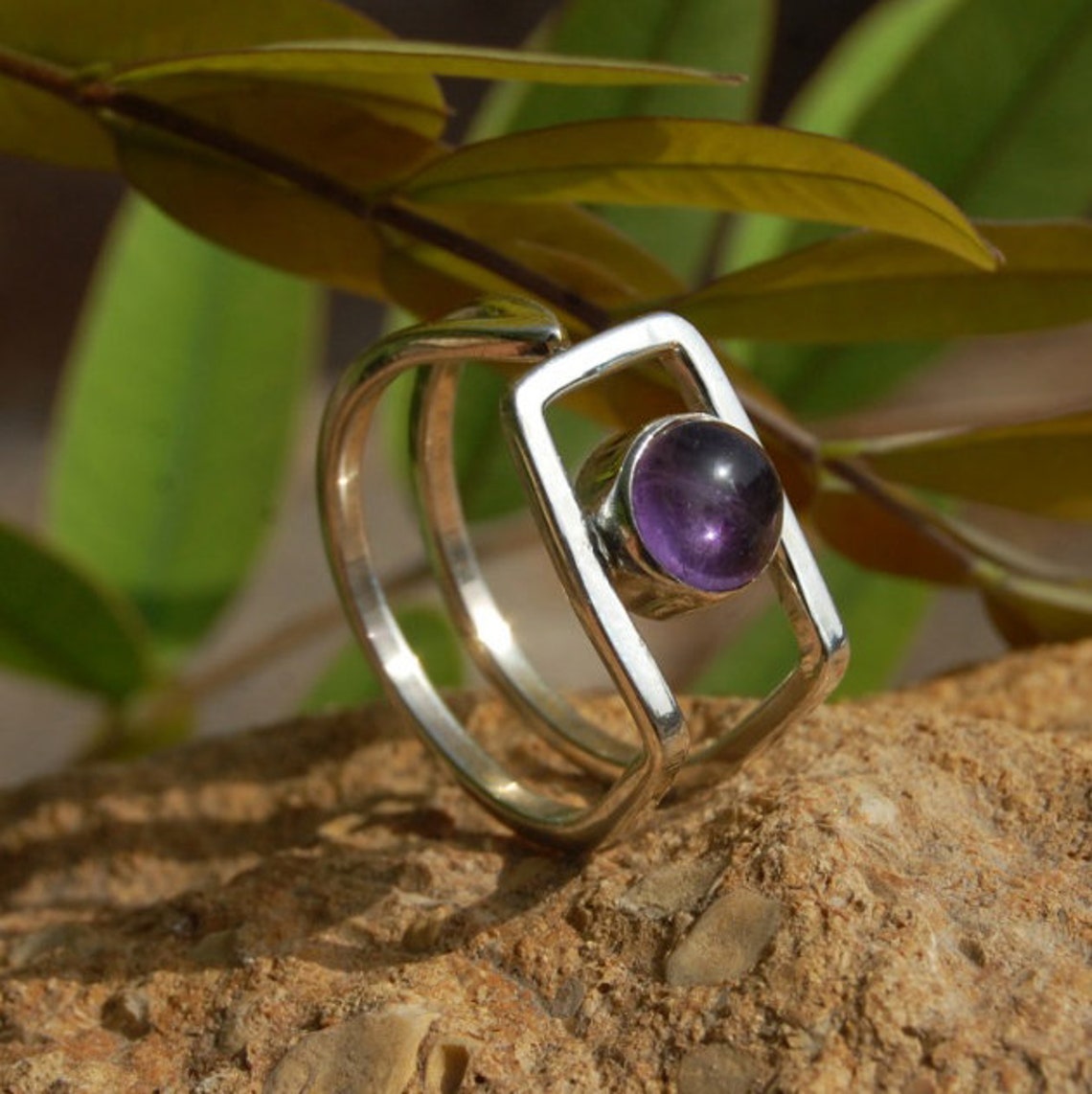 African Amethyst Ring 925 Sterling Silver Ring Geometry | Etsy