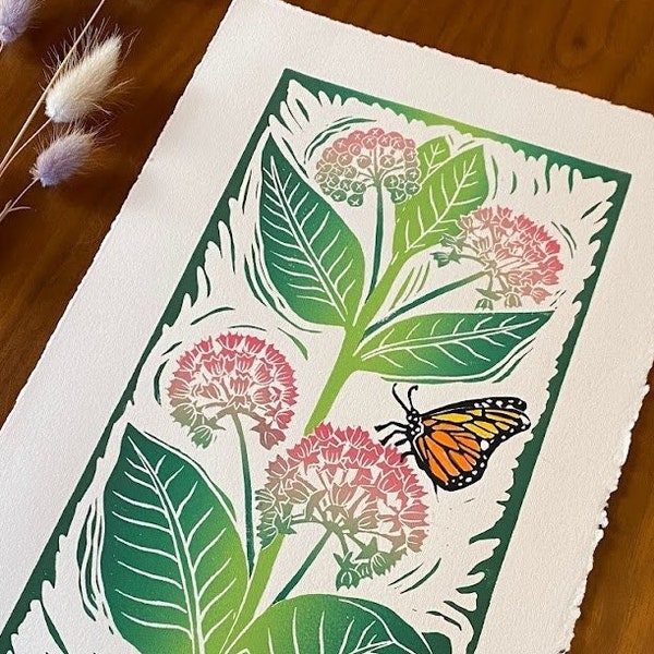 Butterfly Linocut - Etsy
