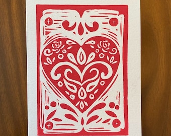 Heart Linocut - Etsy