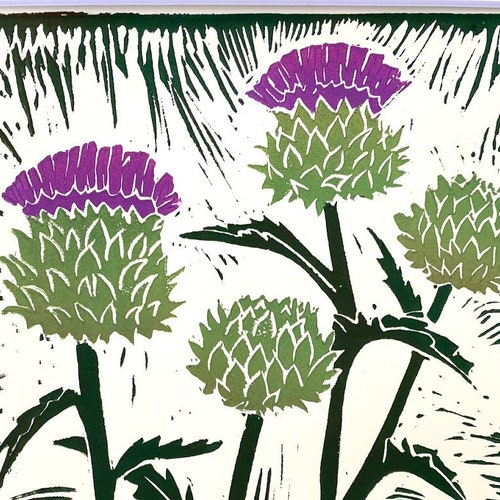 Spear Thistle Colorful Block Print - Etsy