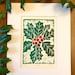 Holly Block Print Color Linocut Holiday Art Holly Print - Etsy