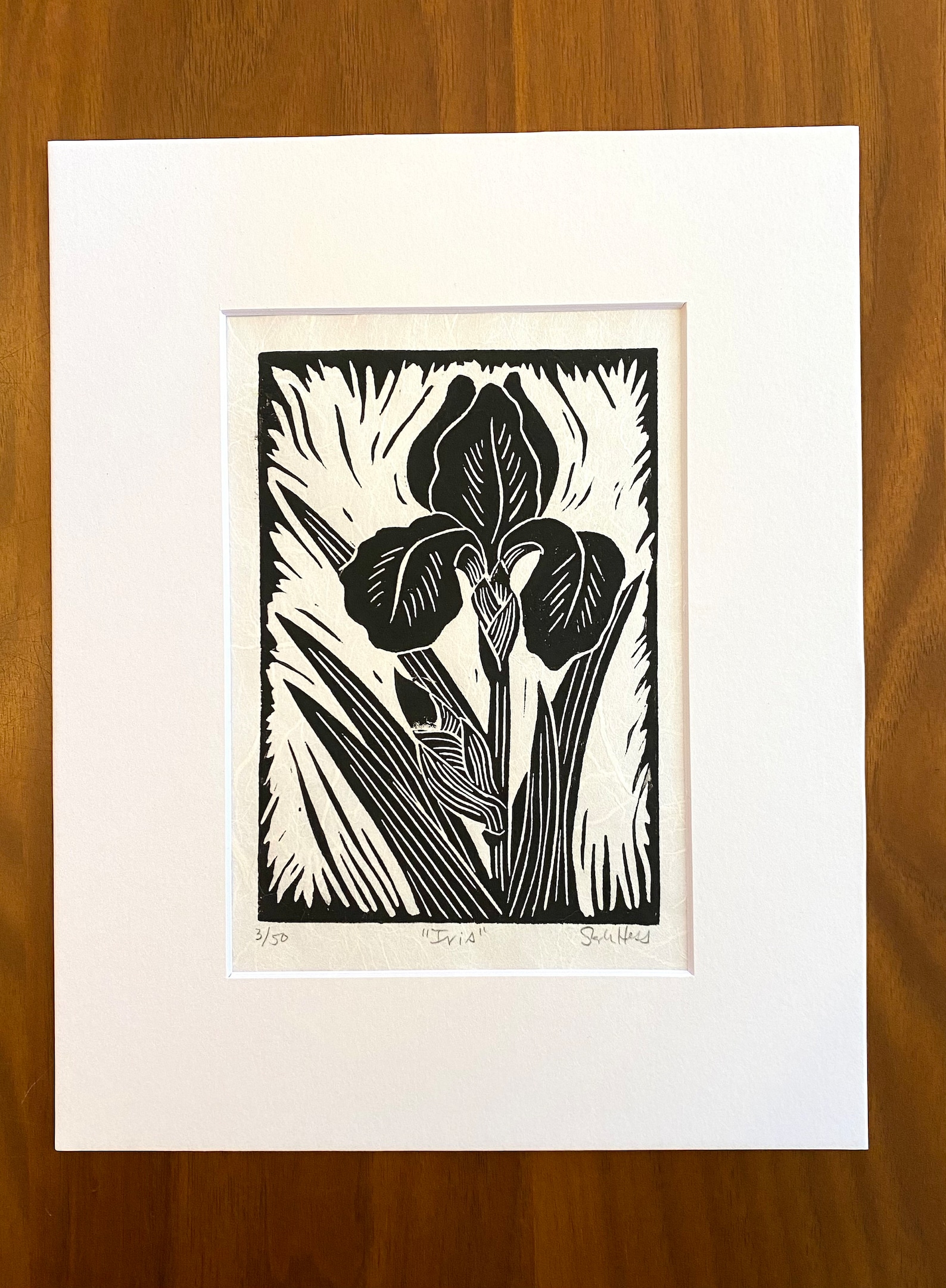 Iris - Black and White Block Print - Flower Art - Linocut Print - Etsy