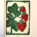 Strawberries Block Print Colorful Linocut Print - Etsy