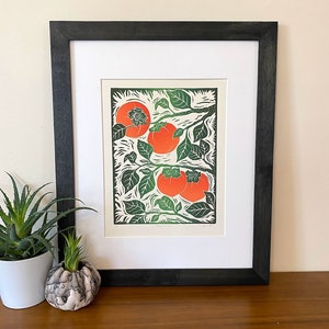 Persimmon Block Print: Multi-color Linoleum Print, 11x14 Cotton Paper ...