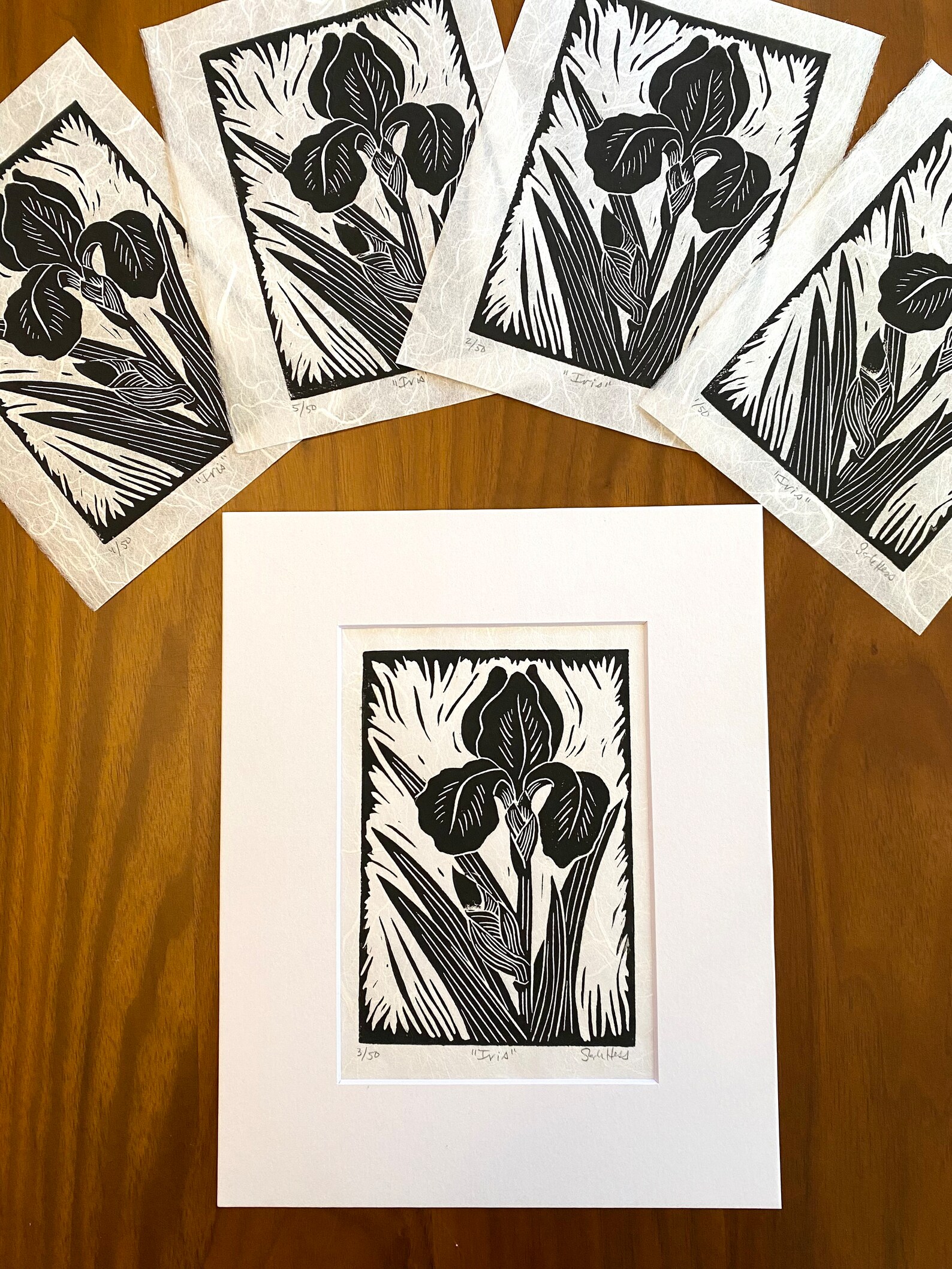 Iris - Black and White Block Print - Flower Art - Linocut Print - Etsy