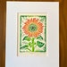 Sunflower Block Print With Mat Linocut Floral Art Botanical Print - Etsy