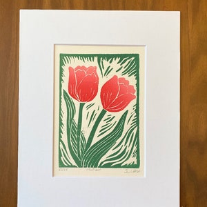 Tulips Block Print - Floral Linocut Print - Spring Flowers - Etsy
