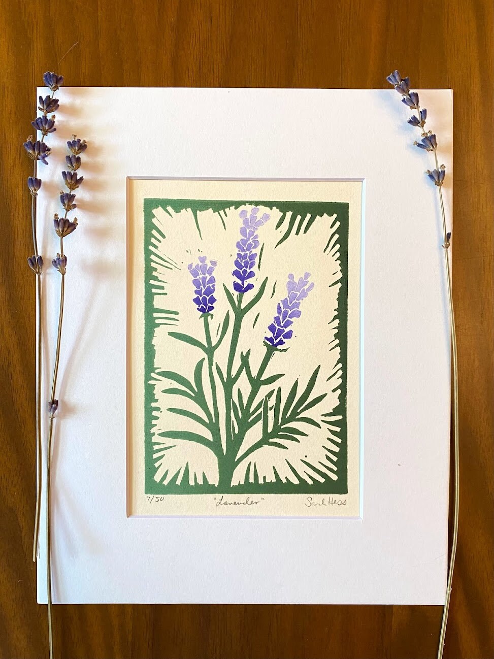 Lavender Linocut Print - Herbs Botanical Print - Etsy