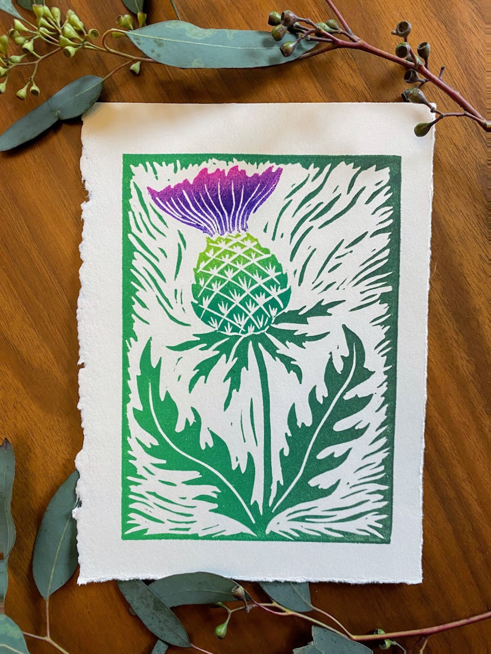Spear Thistle Colorful Block Print - Etsy