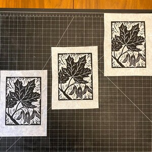 Maple Leaf Block Print - Black and White - Linocut Art - Fall Leaves - Etsy