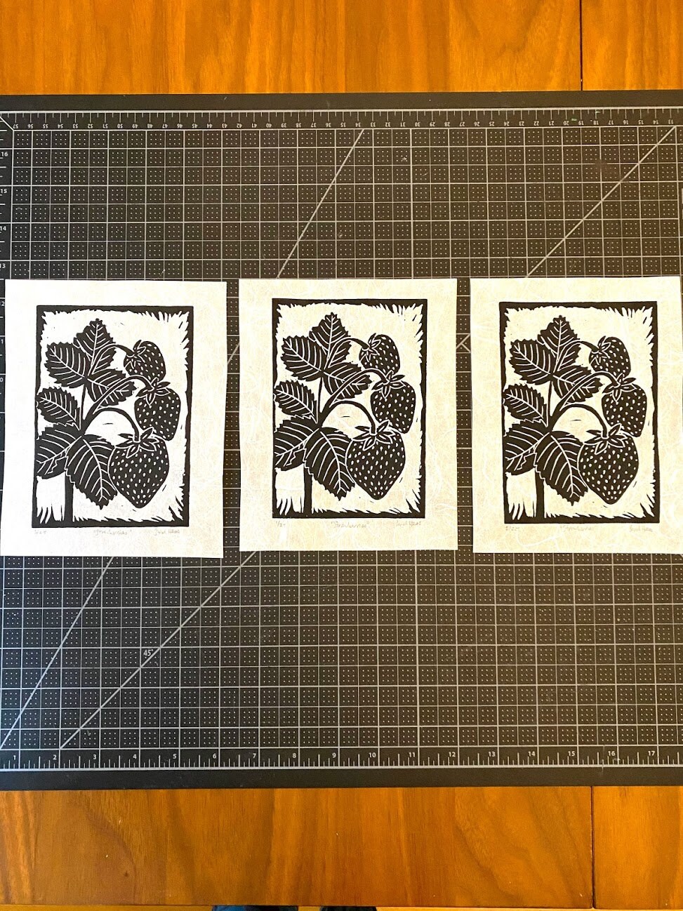 Strawberries Block Print Black and White Print Linocut - Etsy