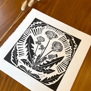 Set of 3 Block Prints - Dandelions - Poppies - Thistle - Linocut Prints ...
