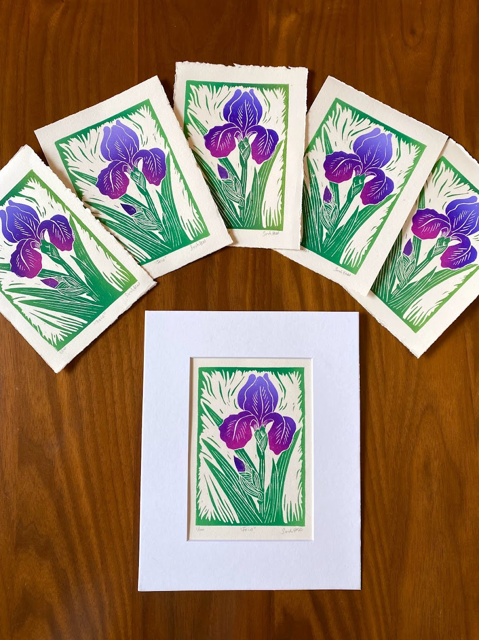 Iris Linocut Print Iris Flower Purple Flower Block Print - Etsy