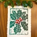 Holly Block Print Color Linocut Holiday Art Holly Print - Etsy