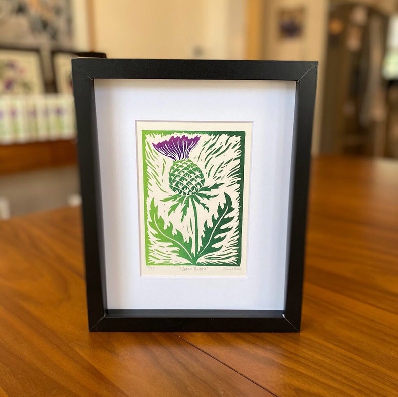 Spear Thistle Colorful Block Print | Etsy