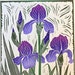 Iris Linocut Print Large Block Print Purple Iris - Etsy
