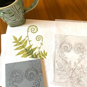 Fern Heart - Fiddlehead Heart - Block Print - Etsy