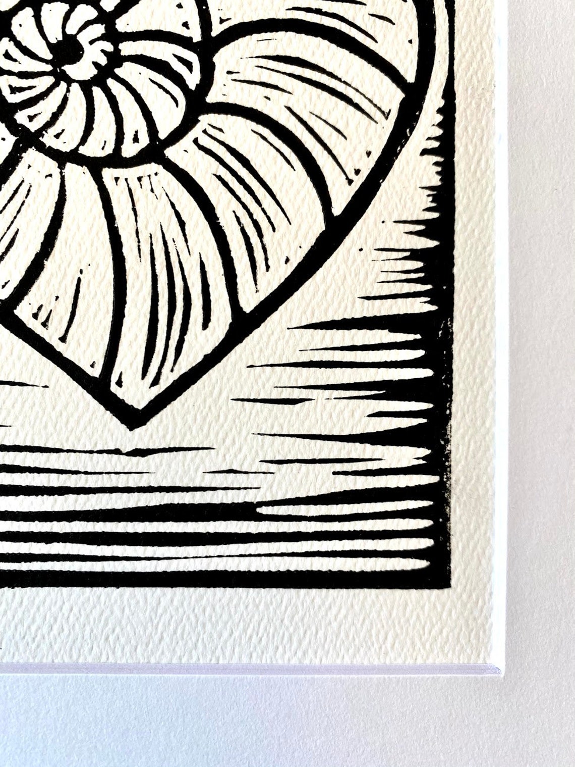 Nautilus Heart Block Print Heart Linocut Heart Rainbow | Etsy