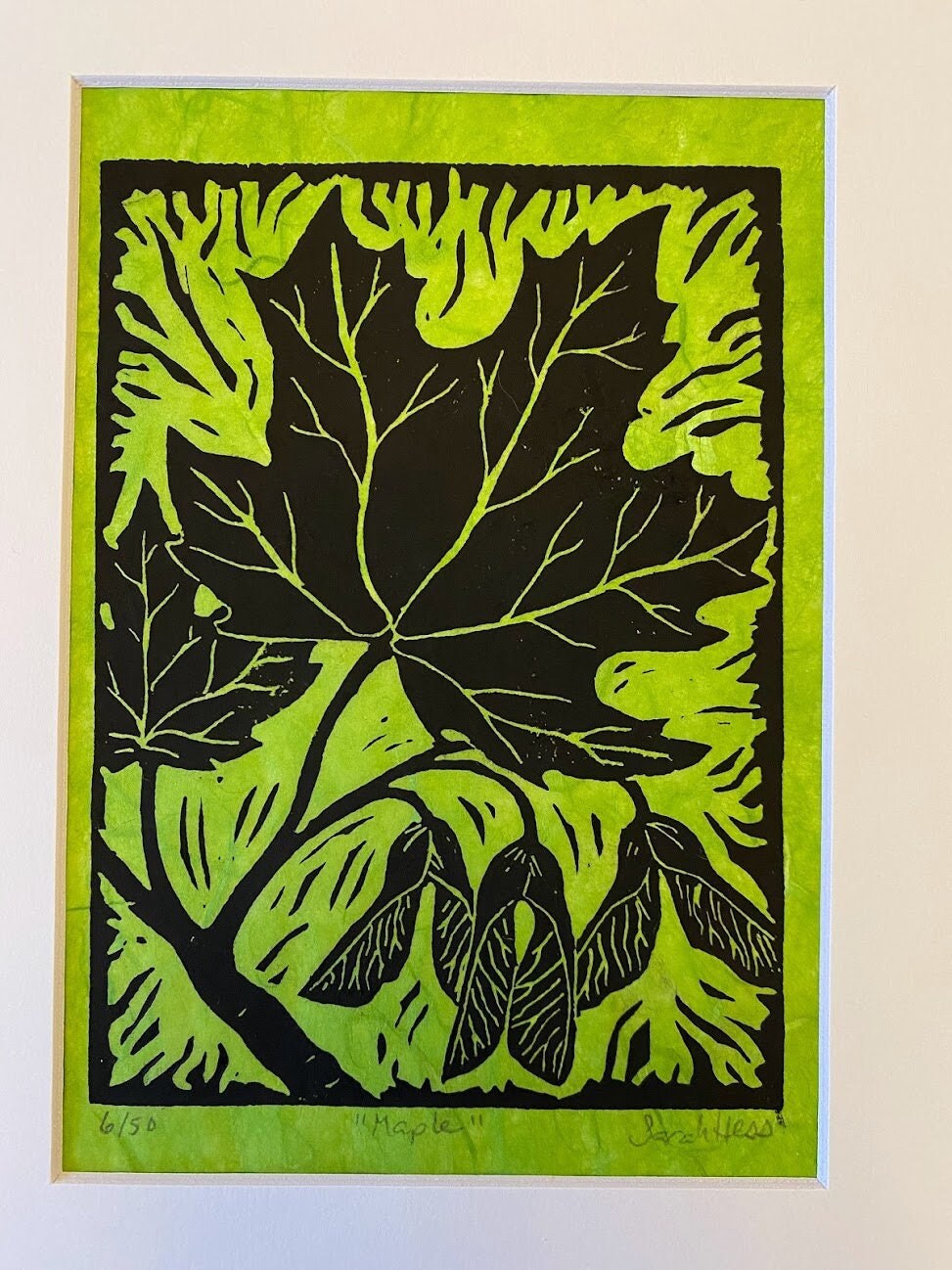 Art & Collectibles Prints Wood & Linocut Prints Maple leaf block print ...