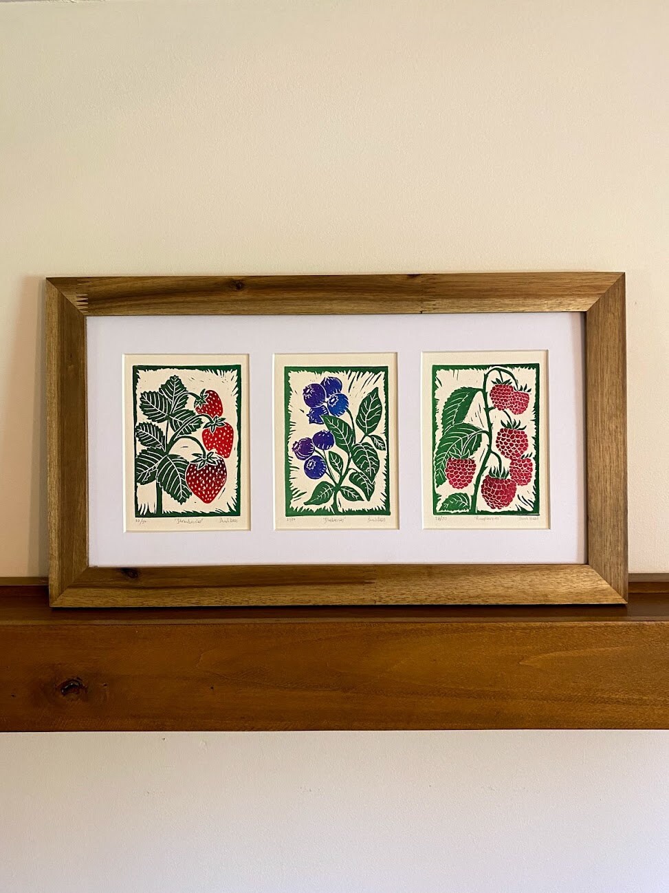 Triple Berry Block Print Set Blueberries Strawberries | Etsy