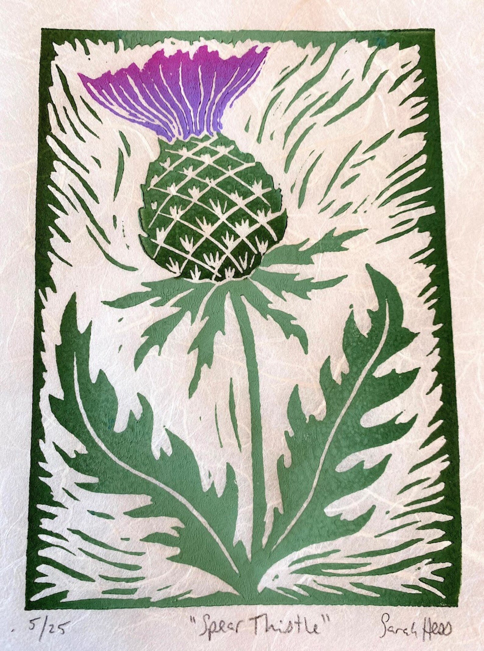 Spear Thistle Colorful Block Print | Etsy
