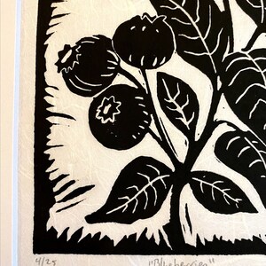 Blueberries - Block Print - Black and White Print - Linocut - Etsy