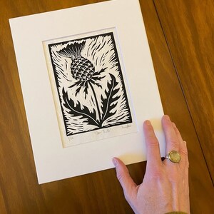 Spear Thistle - Linocut Block Print - Wild Flower - Black and White ...