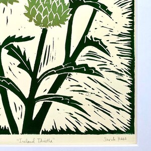 Ireland Thistle - Block Print With Mat - Botanical Print - Linocut ...
