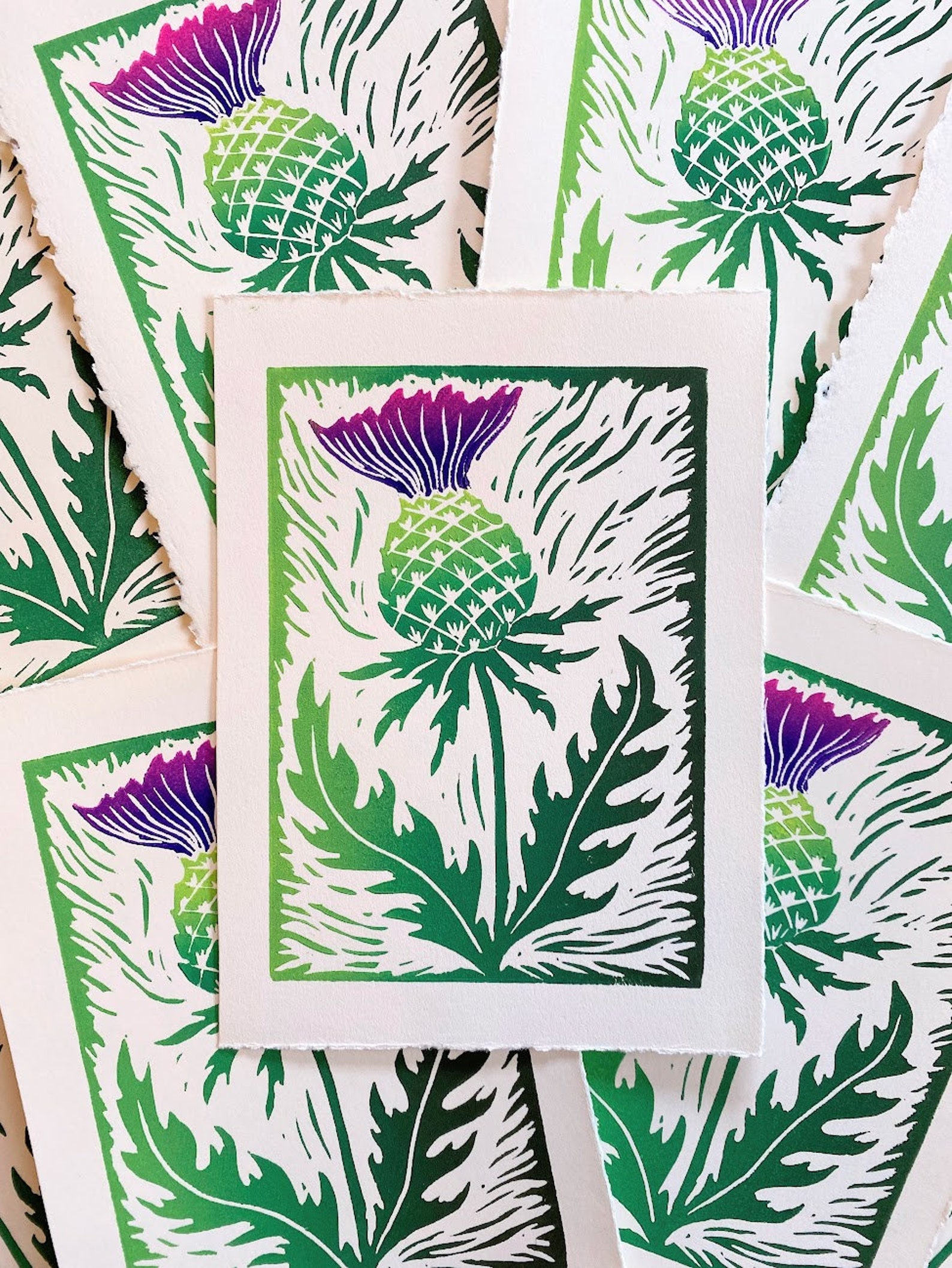 Spear Thistle Colorful Block Print - Etsy