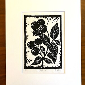 Blueberries - Block Print - Black and White Print - Linocut - Etsy