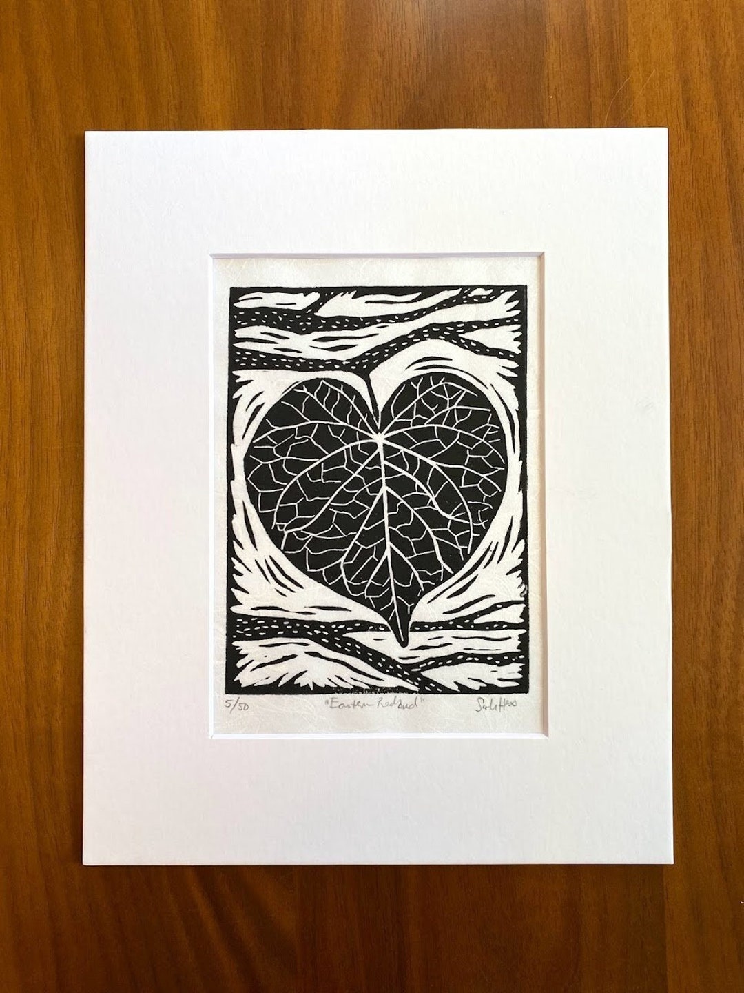 Eastern Redbud Leaf Block Print - Leaf Art - Linocut Print - Etsy