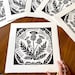 Scotch Thistle Black & White Block Print Linocut Scotch Thistle Art - Etsy