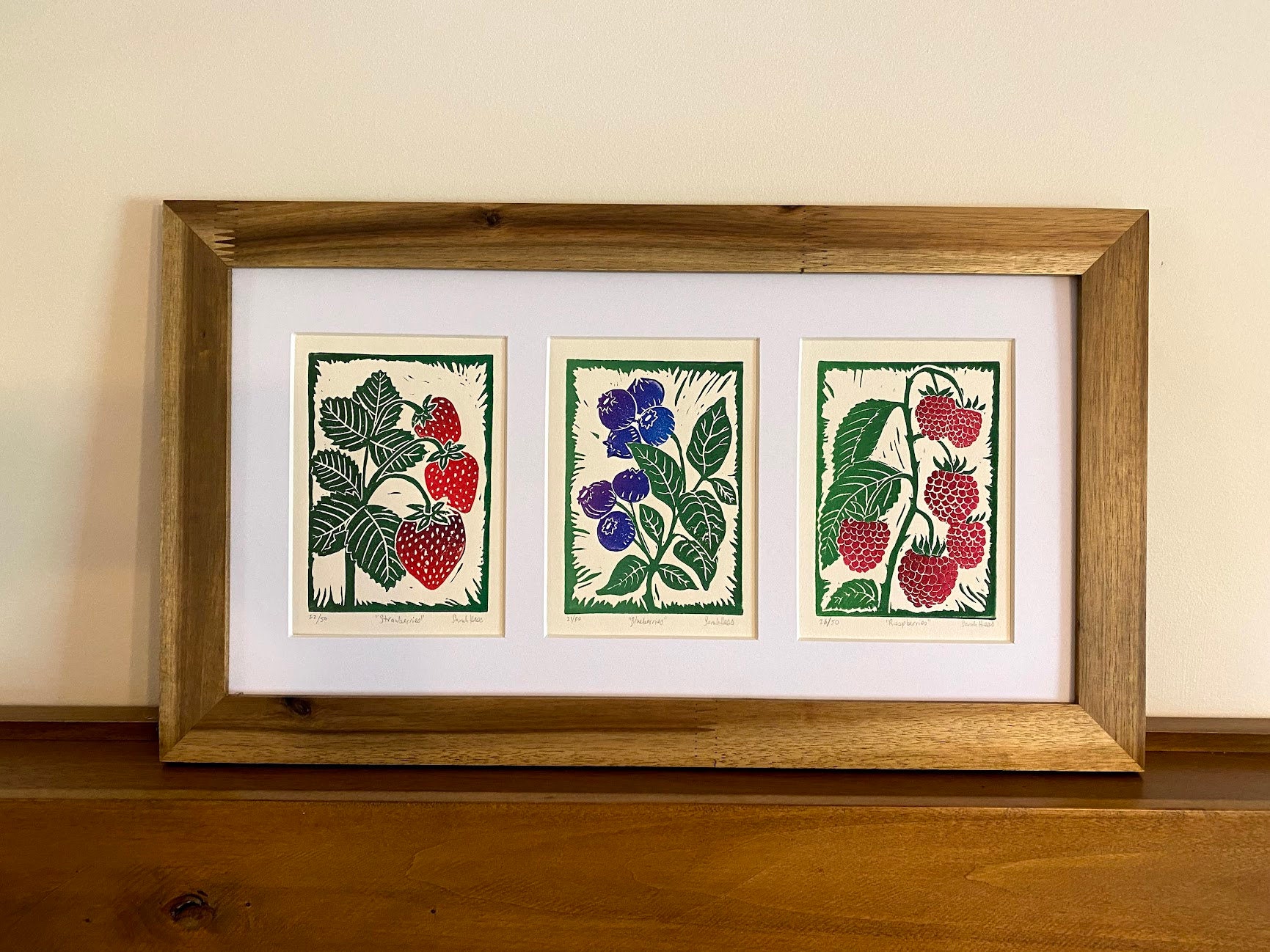 Triple Berry Block Print Set Blueberries Strawberries | Etsy