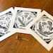 Set of 3 Block Prints Dandelions Poppies Thistle Linocut Prints Black ...
