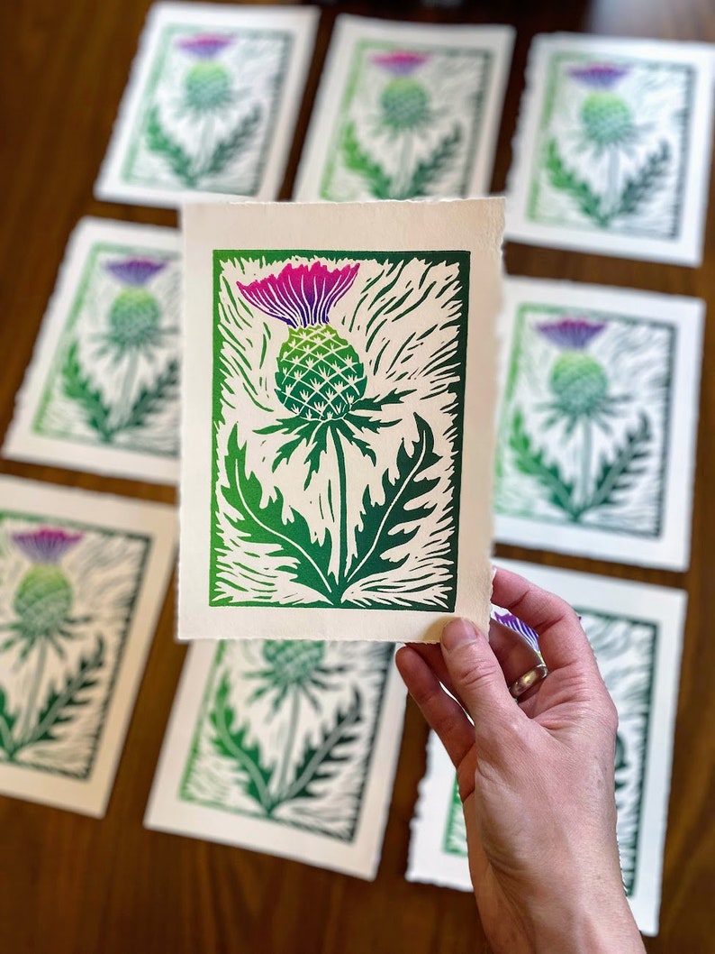 Spear Thistle Colorful Block Print - Etsy