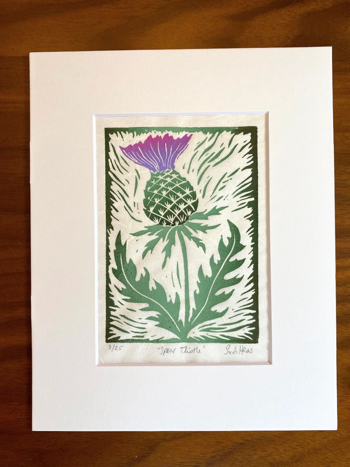 Spear Thistle Colorful Block Print | Etsy
