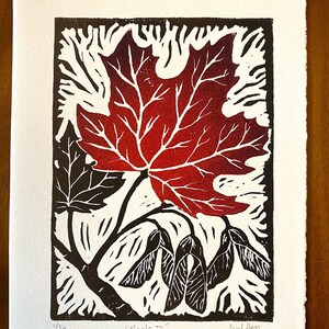 Set of 3 Maple Leaf Block Prints - Linocut Art - Fall Leaves - Etsy