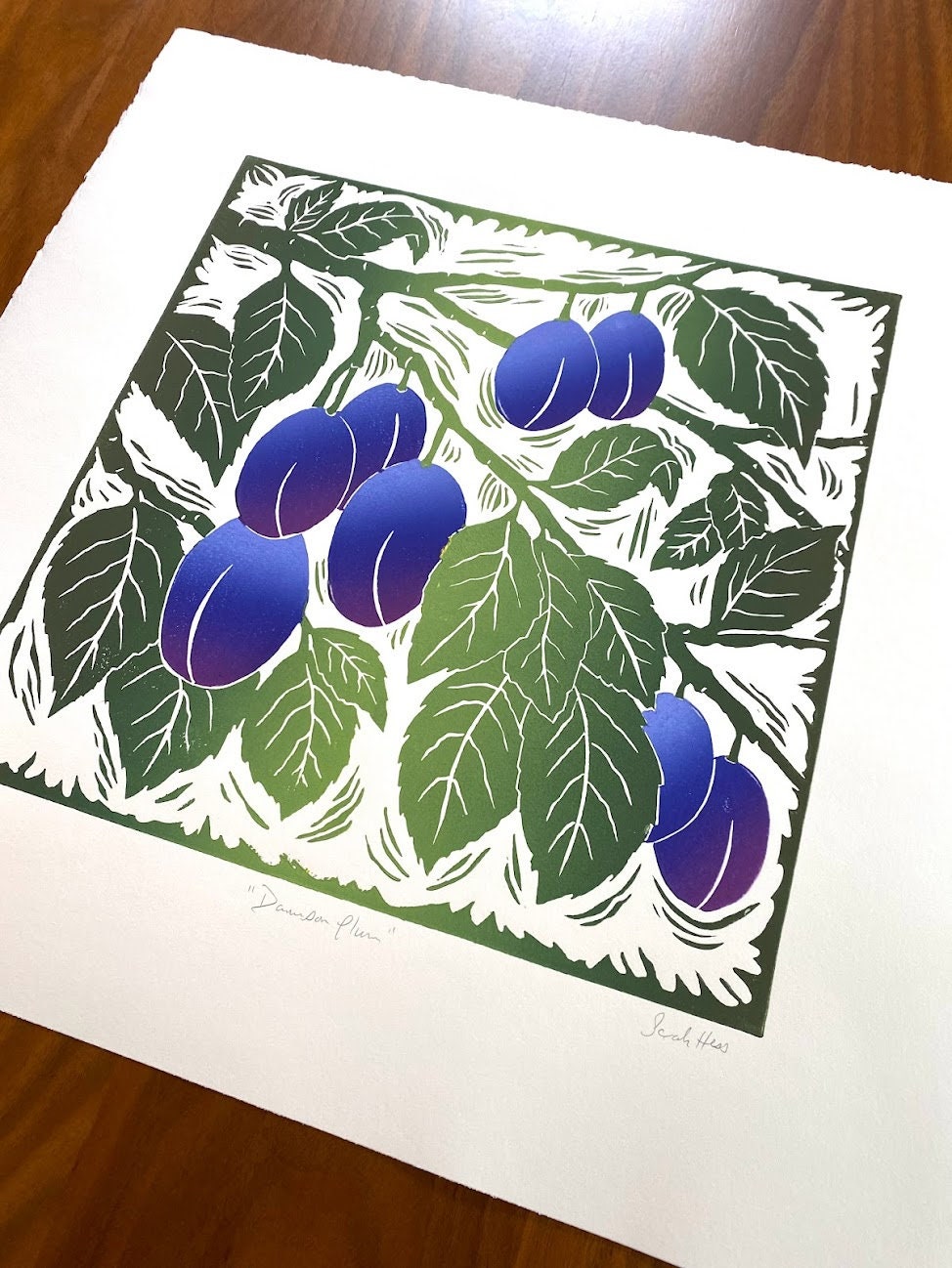 Plum Block Print - Linocut Art - Damson Plums - Etsy